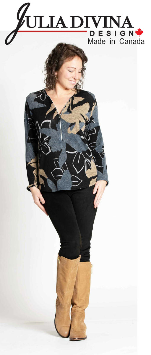 Julia Divina Sweater Knit top w/ Front Zipper – Norman's Garden Gallery